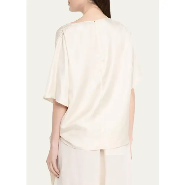 Loulou De Saison Mano Asymmetric Knotted Silk Blouse