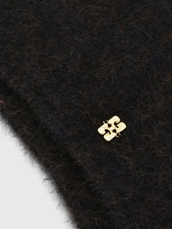 GANNI Wool And Mohair Blend Beanie With Butterfly Logo