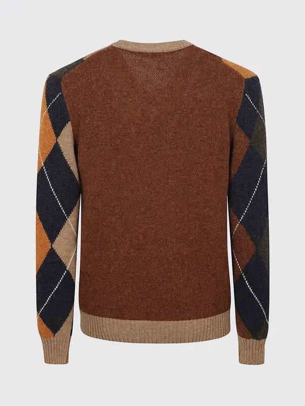 FAY Argyle Wool Jumper With V-neck