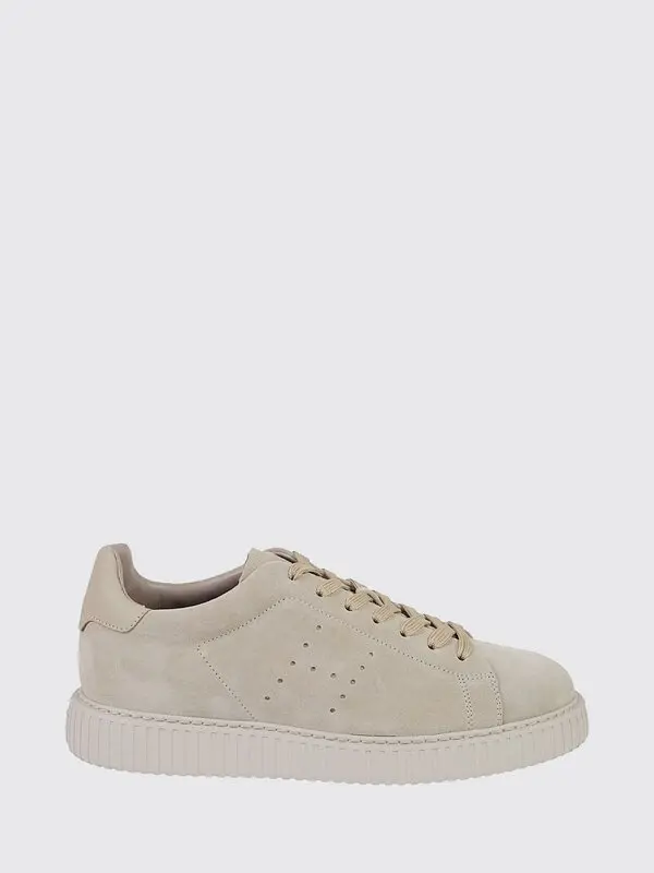 Hogan H677 Leather And Suede Low-top Sneakers With Perforated H Logo - Brown
