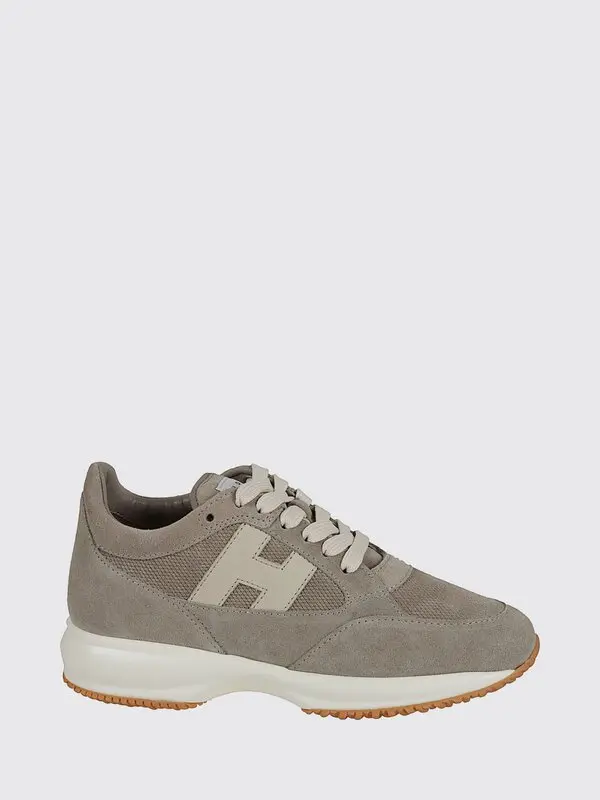 Hogan H713 Suede And Embossed Leather Sneakers With A Chunky Sole - Brown