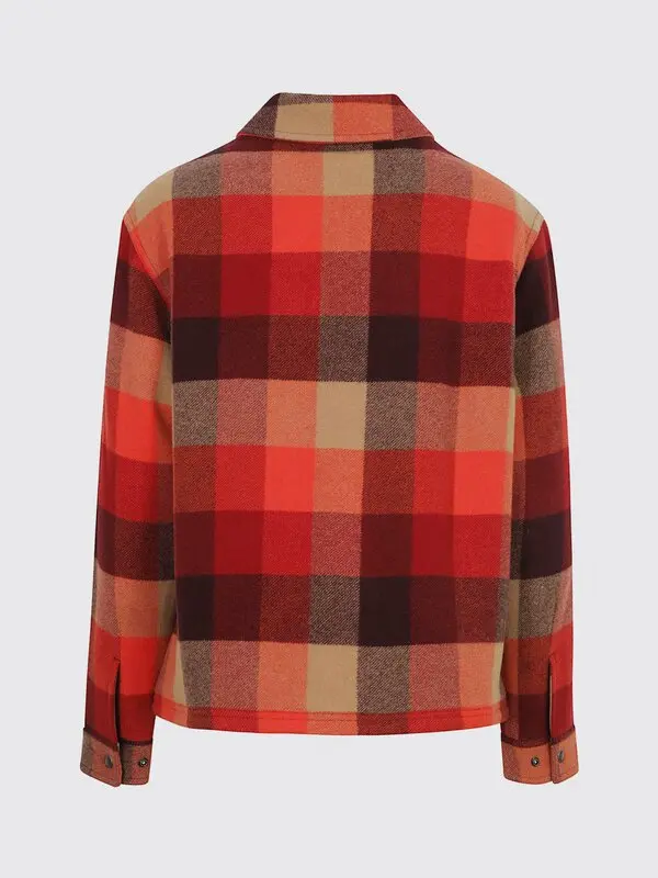 Filson Single-breasted Check Wool Short Coat With Classic Collar