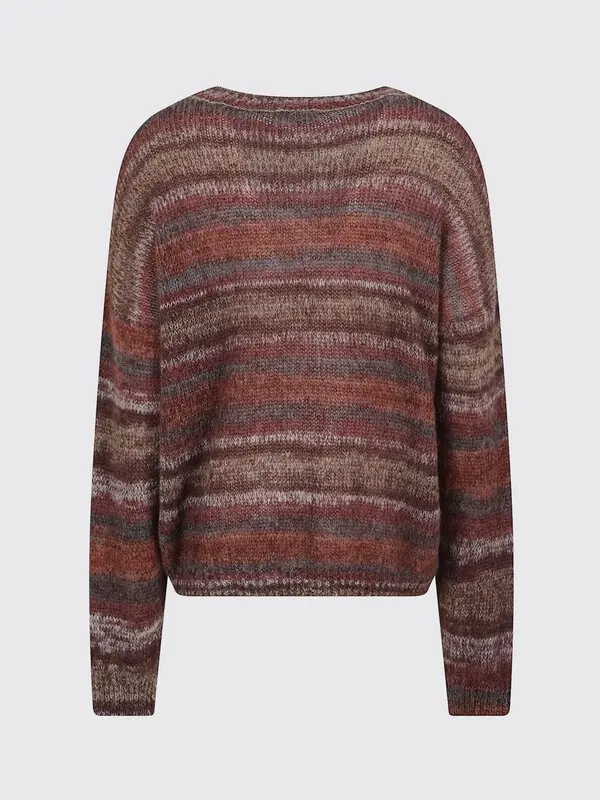 ROBERTO COLLINA Striped Crewneck Jumper In Alpaca Wool With Dropped Shoulders - Red