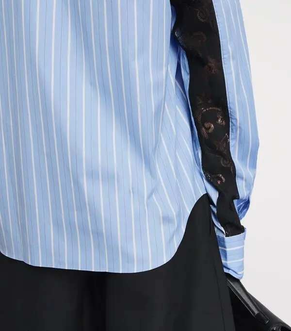 Comme Des Garçons Cotton Stripe Lace-detail Shirt