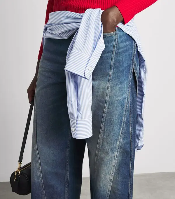 Sandro Topstitch Wide-leg Jeans