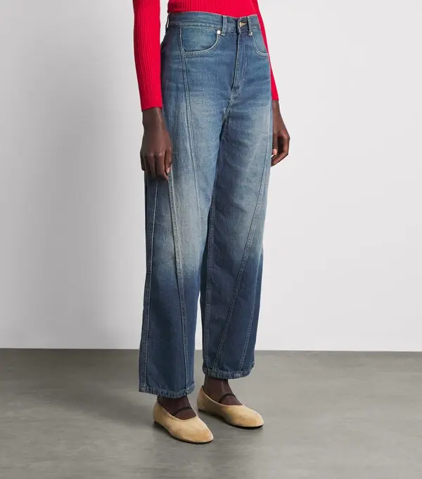 Sandro Topstitch Wide-leg Jeans