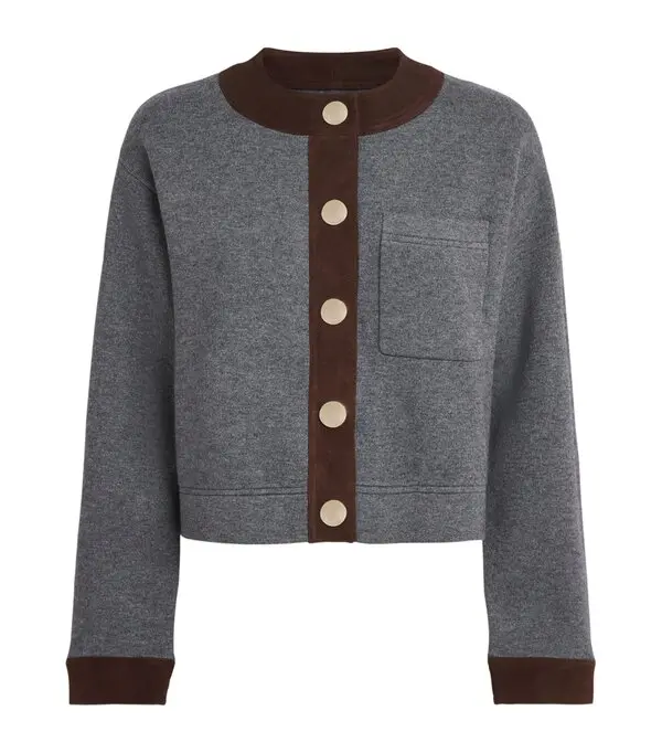 Sandro Suede-trim Cropped Cardigan - Black