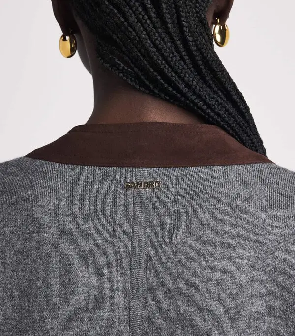 Sandro Suede-trim Cropped Cardigan