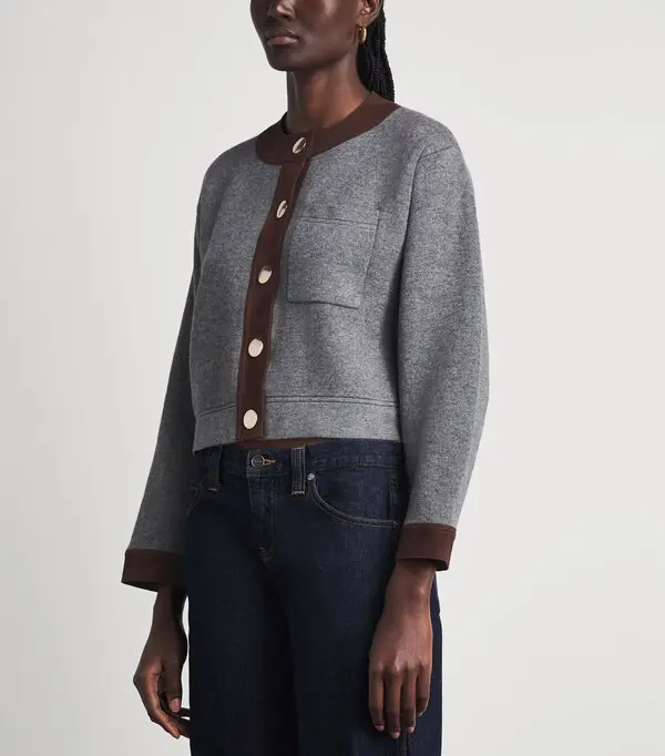 Sandro Suede-trim Cropped Cardigan