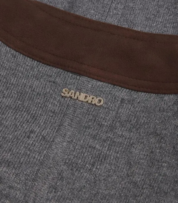 Sandro Suede-trim Cropped Cardigan