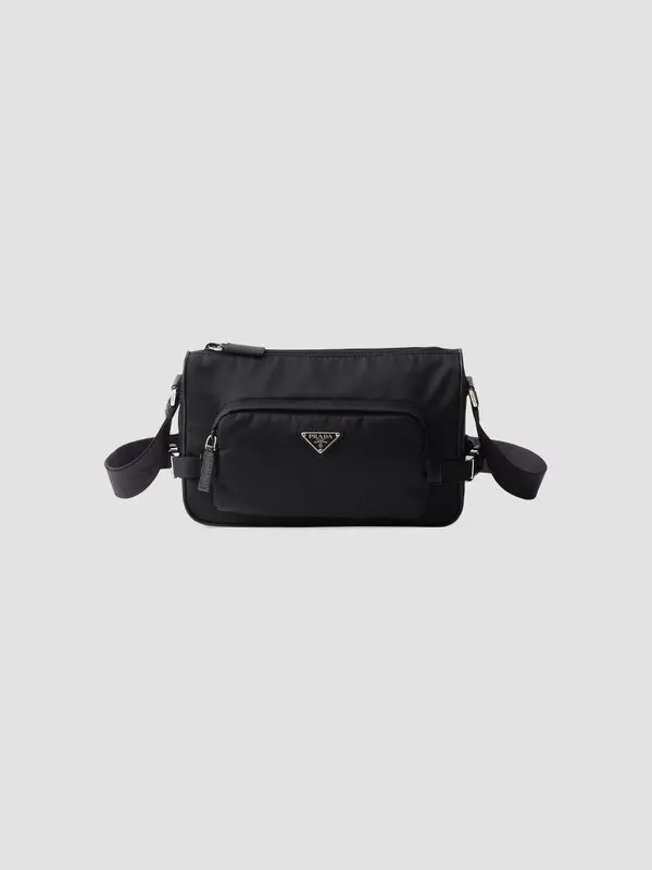 Prada Re-nylon And Saffiano Leather Shoulder Bag - Black