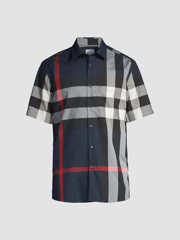 Burberry Summerton Check Button-front Shirt - Navy Check