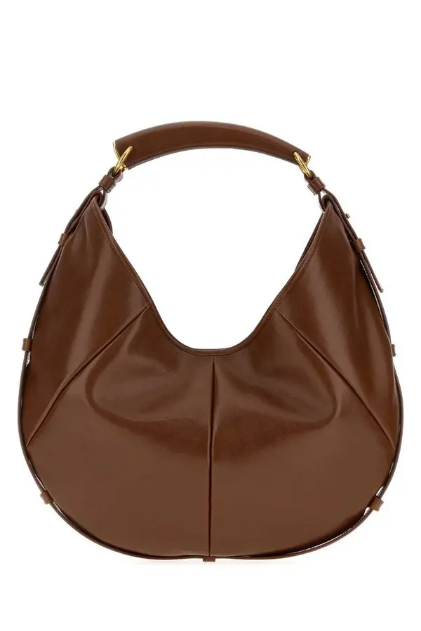 Saint Laurent Antiqued Gold Metal Mini Mombasa Calf Leather Shoulder Handbag - Brown