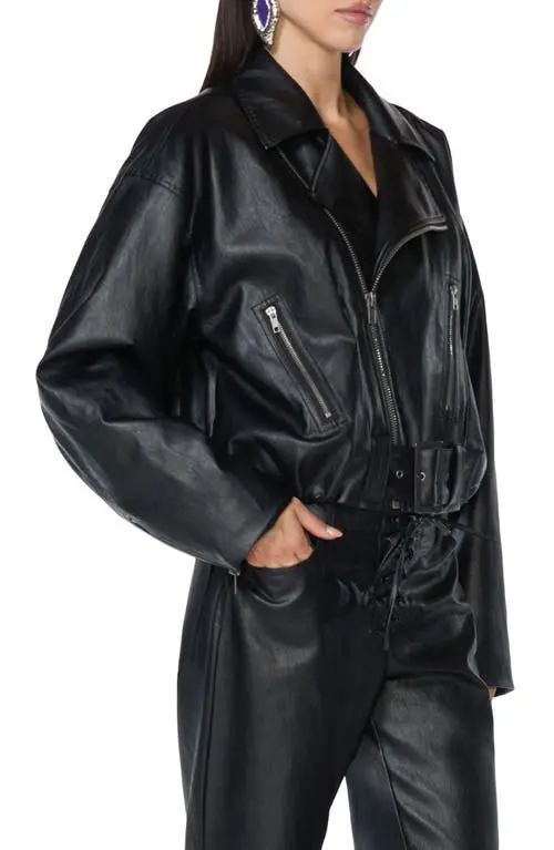 AFRM Belted Faux Leather Bubble Jacket