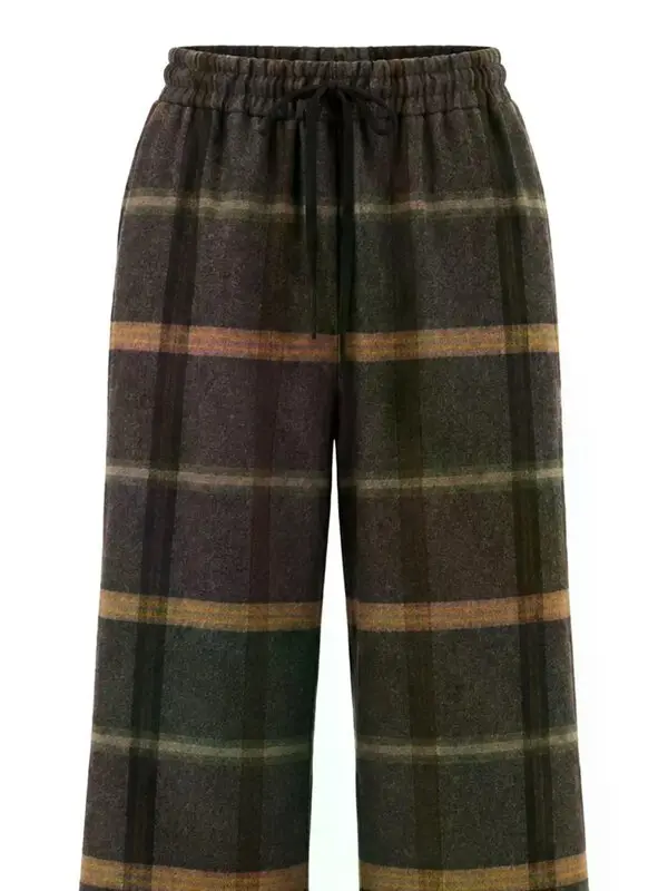 ALYSI Tartan Flannel Trousers - Brown