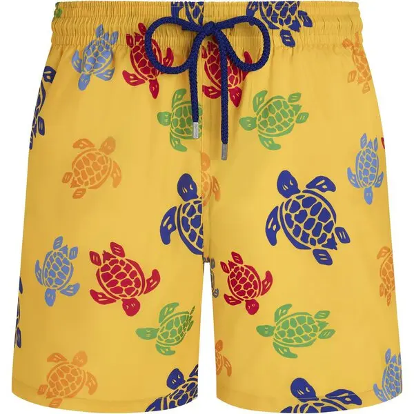 Vilebrequin Swim Trunks Micro Ronde Des Tortues - Corn