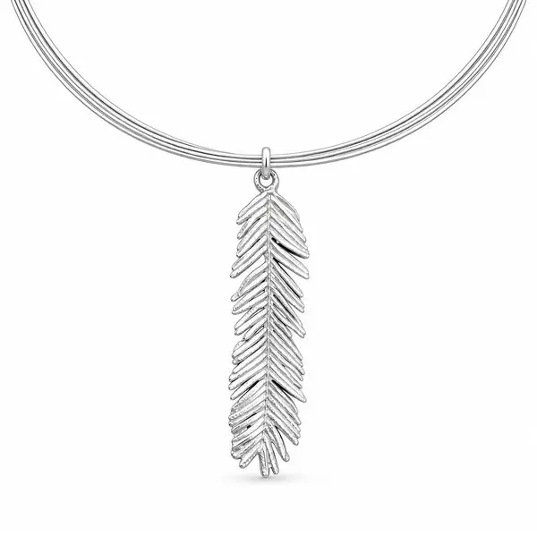 MOTHER NATURE JEWELRY Acacia Leaf Necklace, Handmade Nature Pendant Minimalist Jewelry, Sterling - Silver