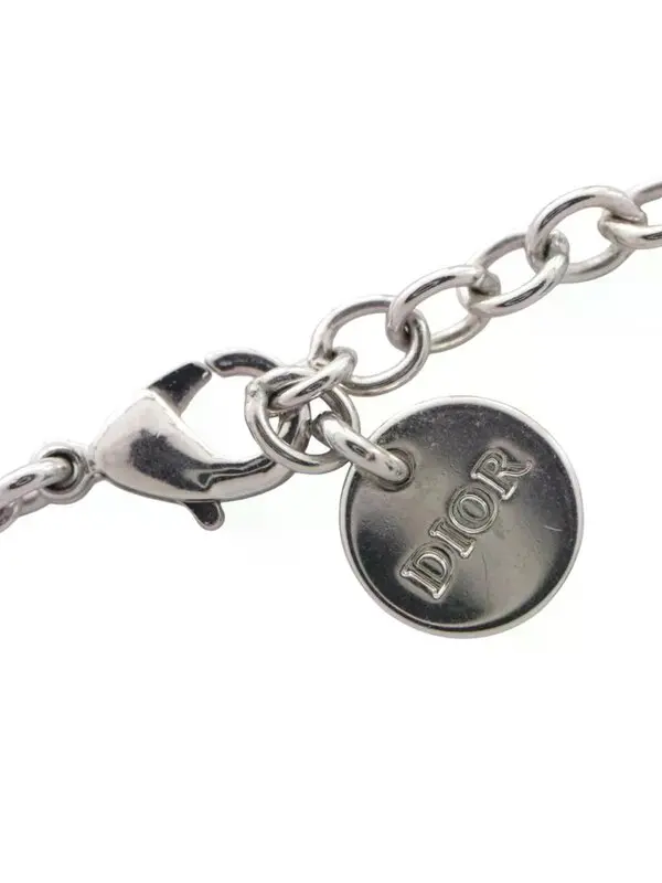 Dior 2022 Brass Petit Strass Cd Logo Pendant Necklace Costume Necklace