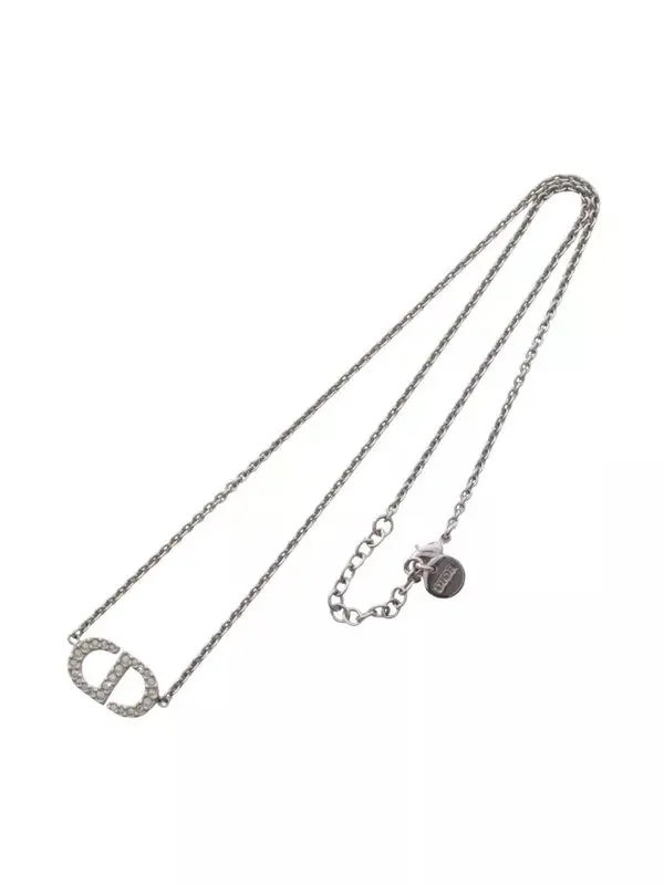 Dior 2022 Brass Petit Strass Cd Logo Pendant Necklace Costume Necklace