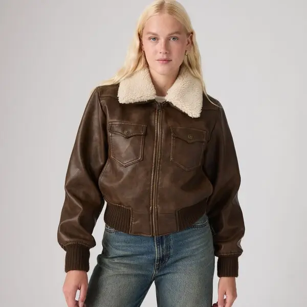 LEVI'S Cropped Western Bomber Jacket - Brown