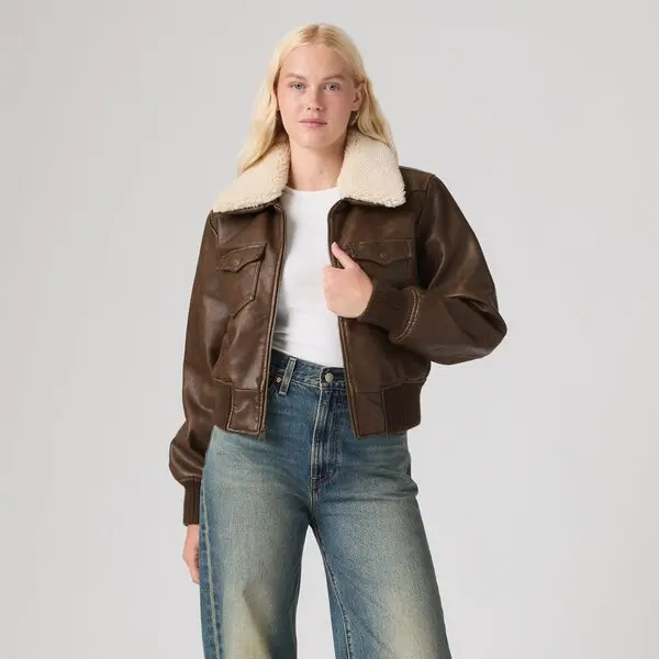 LEVI'S Cropped Western Bomber Jacket - Brown