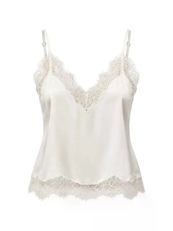 Citizens Of Humanity Lace-trimmed Satin Top - Neutrals