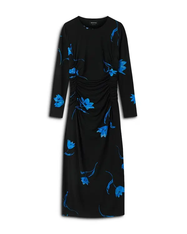 Whistles Printed Ruched Jersey Dress