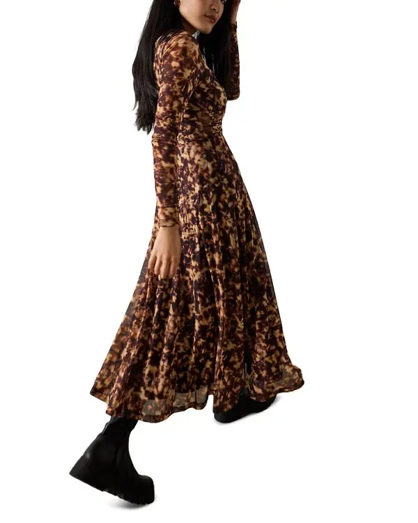 Whistles Long Sleeve Fit & Flare Dress