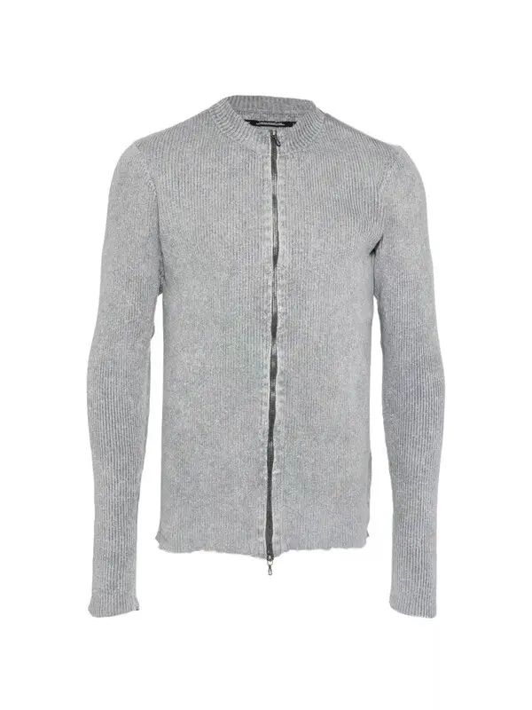 JULIUS Ribbed-knit Zip-up Jacket - Grey
