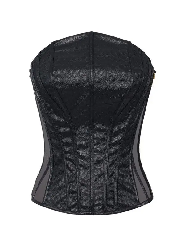 Elisabetta Franchi Faux Leather Corset Top - Black