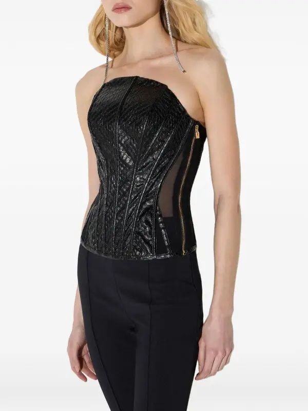 Elisabetta Franchi Faux Leather Corset Top