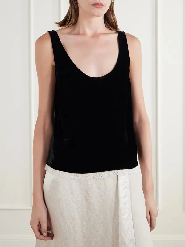 Maria Mcmanus Lace-trimmed Velvet Cami