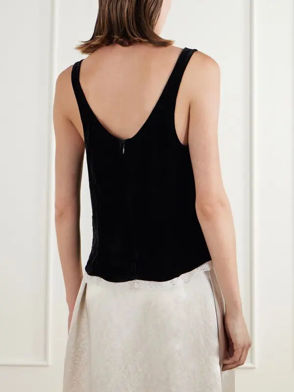 Maria Mcmanus Lace-trimmed Velvet Cami