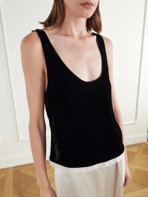 Maria Mcmanus Lace-trimmed Velvet Cami