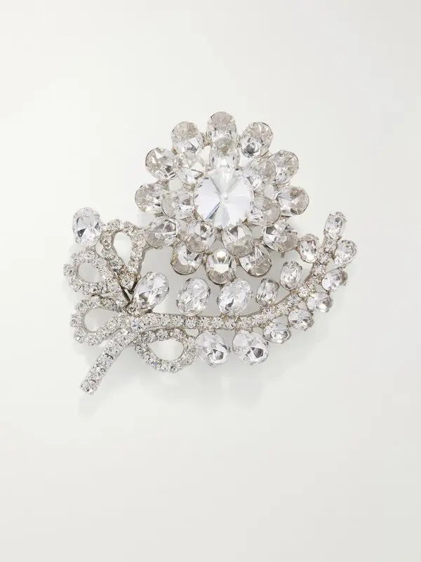 JENNIFER BEHR Arleth Crystal-embellished -tone Brooch - Silver