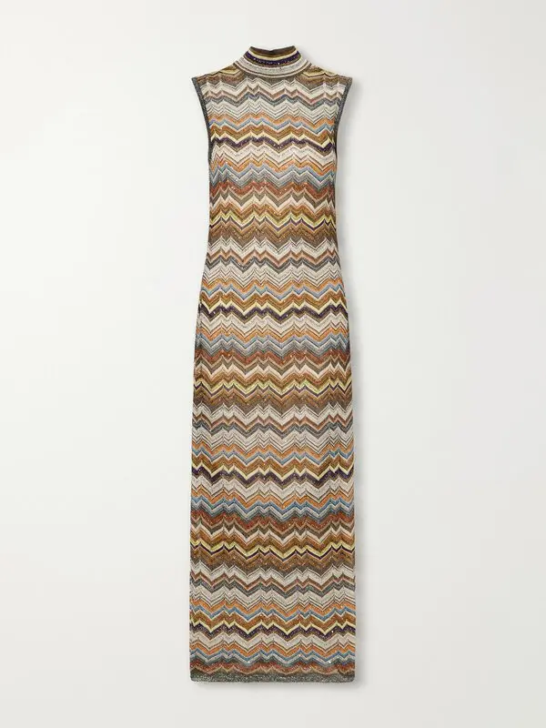 Missoni Striped Metallic Crochet-knit Maxi Dress