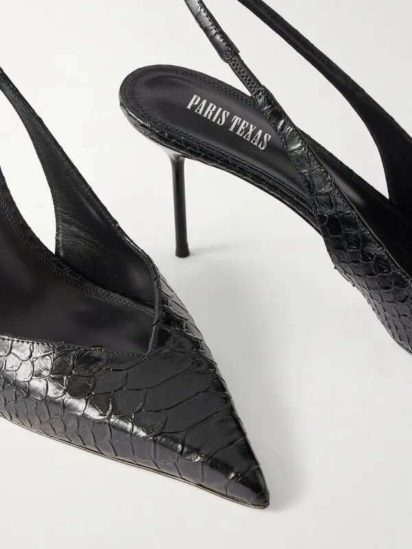 Paris Texas Lidia 70 Snake-effect Leather Slingback Pumps
