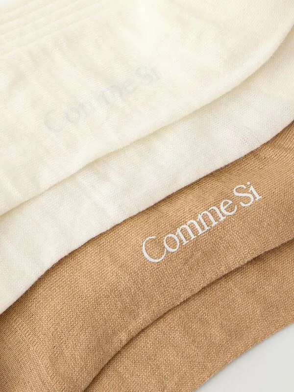 Comme Si The Knee High Set Of Two Ribbed Merino Wool-blend Socks