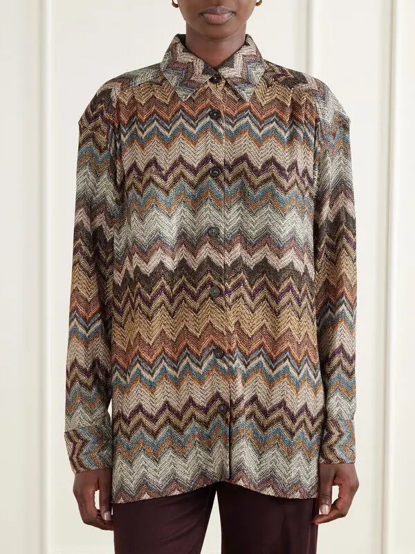 Missoni Sequin-embellished Metallic Crochet-knit Blouse