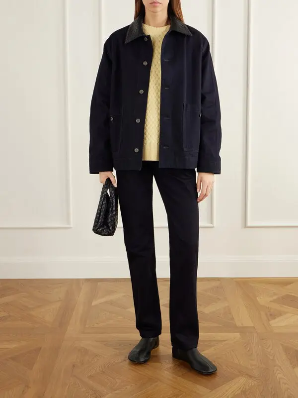 Bottega Veneta Intrecciato Leather-trimmed Denim Jacket