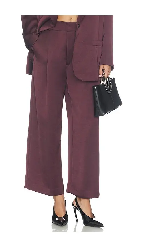 Smythe Cropped Pleated Trouser In Burgundy - Mocha