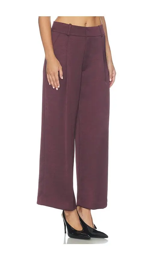 Smythe Cropped Pleated Trouser In Burgundy