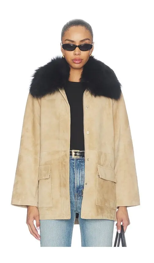SUSANNA CHOW Raegan Suede Feild Jacket In Brown