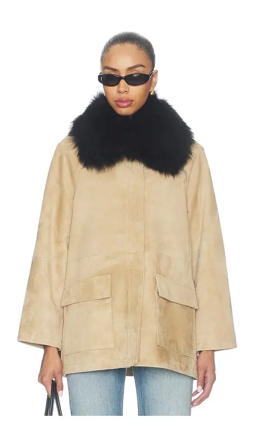 SUSANNA CHOW Raegan Suede Feild Jacket In Brown