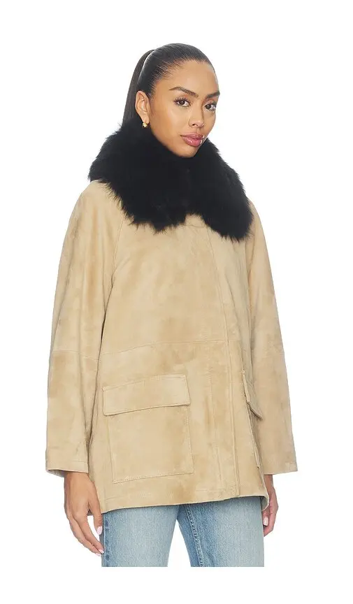 SUSANNA CHOW Raegan Suede Feild Jacket In Brown