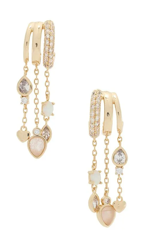 ADINA EDEN Pave Chain Charm Drop Earring In Metallic Gold