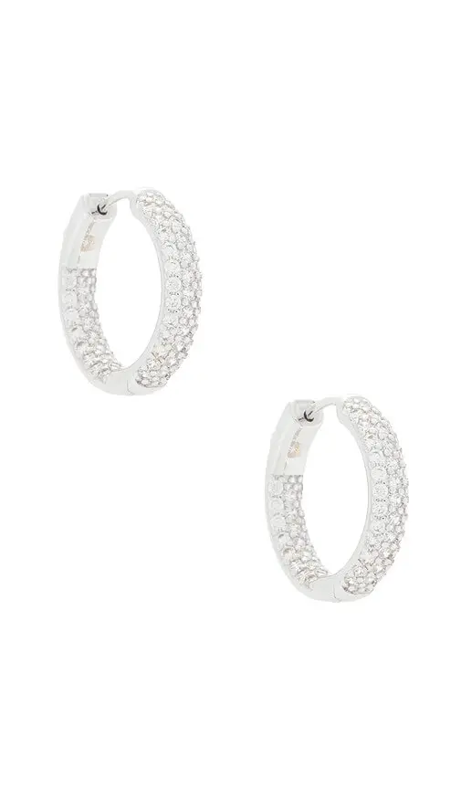 ADINA EDEN Pave Rounded Inside Out Hoop Earring In Metallic