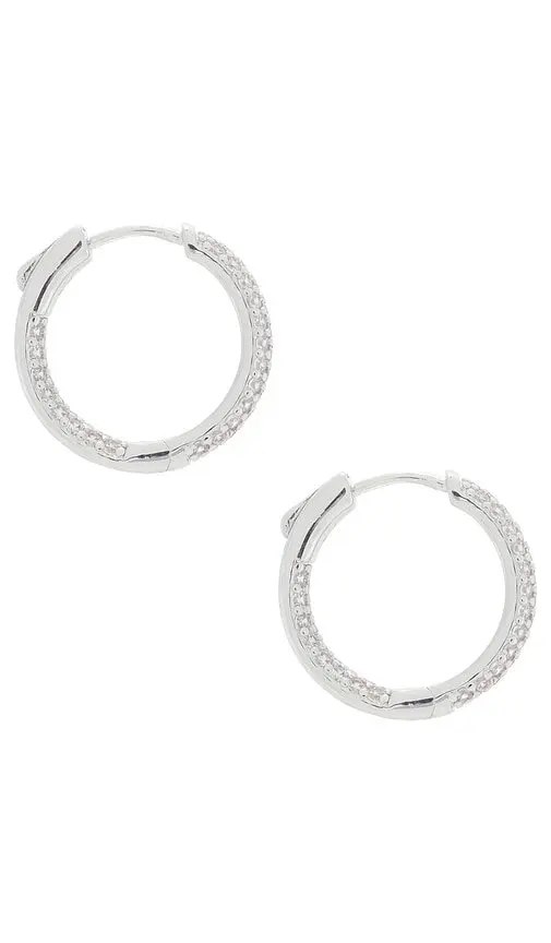 ADINA EDEN Pave Rounded Inside Out Hoop Earring In Metallic