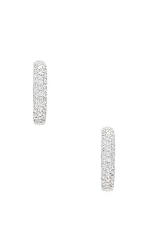 ADINA EDEN Pave Rounded Inside Out Hoop Earring In Metallic