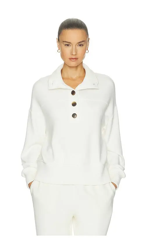 Varley Bronya Button Placket Sweater In Ivory